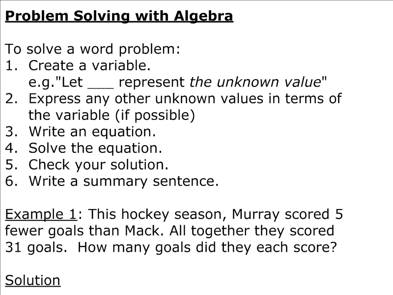 Grade 9 Academic Math: Problem Solving