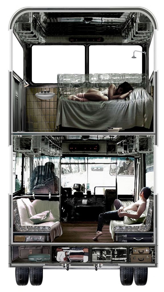TRANSIT-CITY / URBAN & MOBILE THINK TANK: TWO FLOOR BUS HOTEL