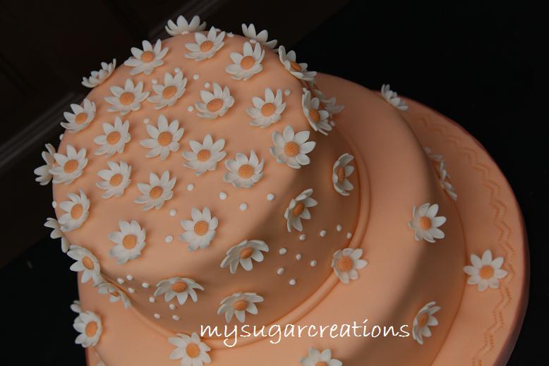 My Sugar Creations (001943746-M): Daisy Wedding Cake - Peach Color