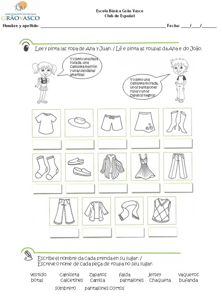 mi primera escuela de español: Ficha Ropa