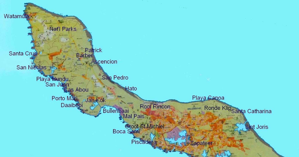 Hiking Curaçao - The Trails: Map of Curaçao - Kaart van Curaçao
