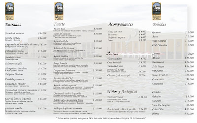 MIRADOR DE LAS ANIMAS RESTAURANTE BAR.: Menu