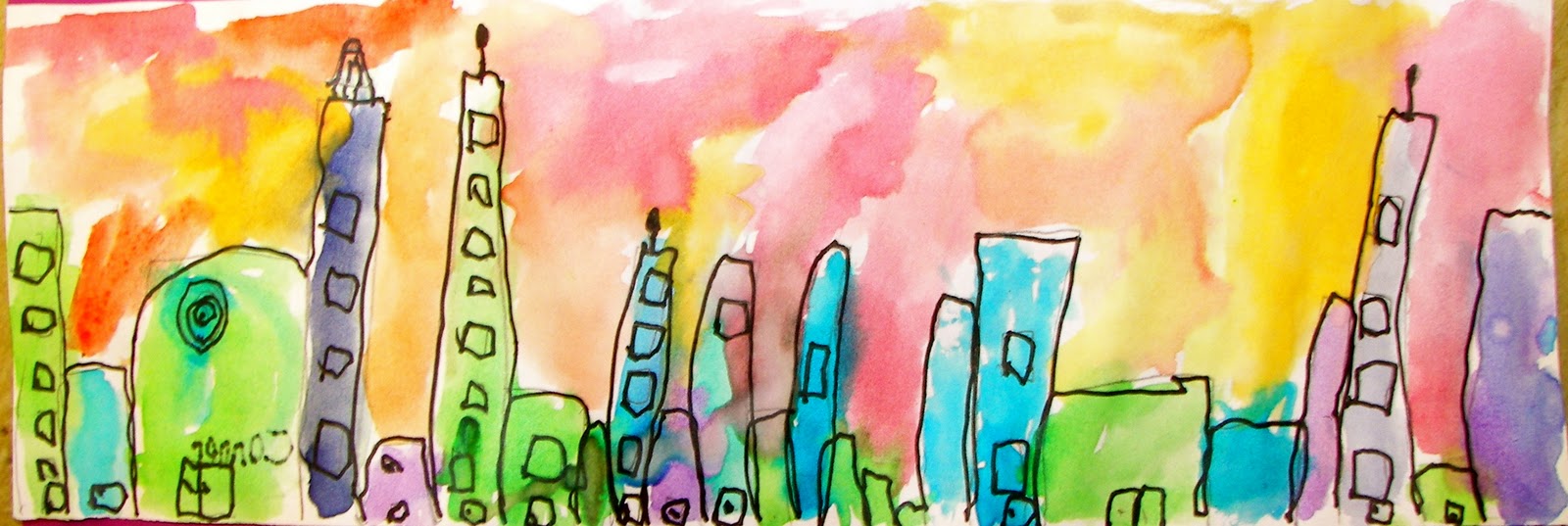 Organized Chaos: 1st Grade Hot and Cold Color Cityscapes