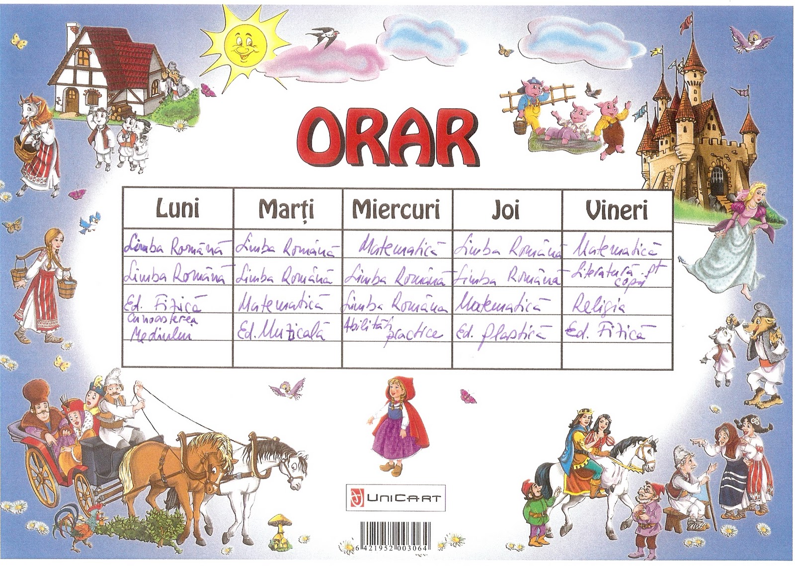 Sedinta cu parintii !: Orar Clasa a-I-a B