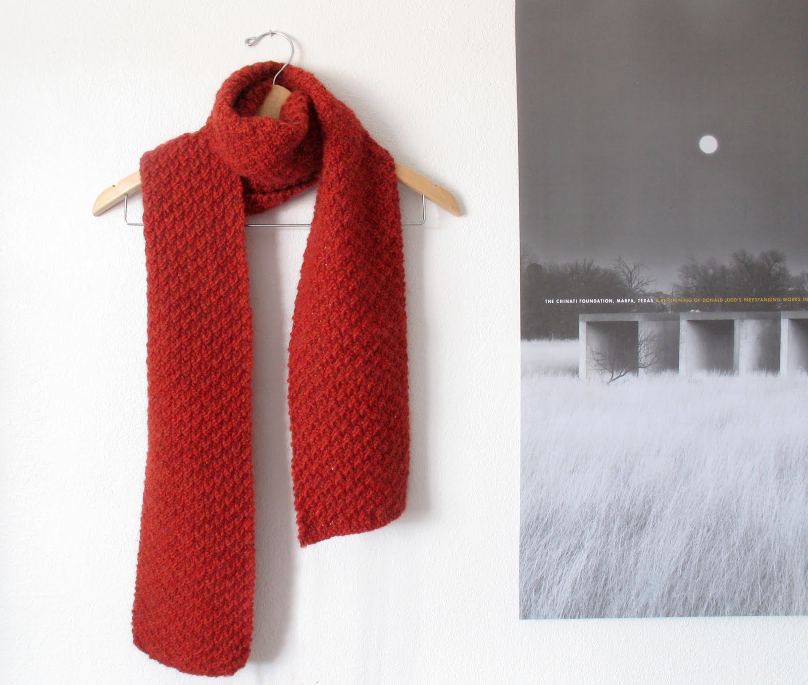 knit, too!: Red Scarf Project + a pattern!