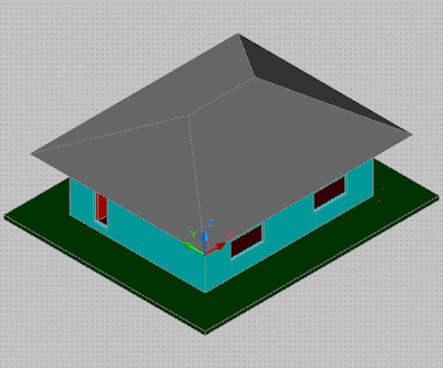 jadCAD Drawing Perspective: Studio room with 3D roof plan