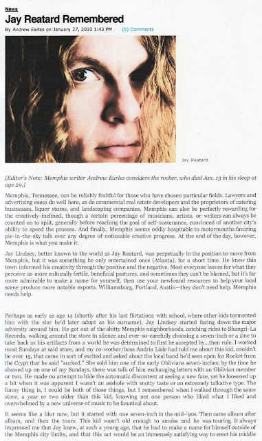 A Seasoned Taste: Jay Reatard (May 1st 1980 - Jan 13th 2010)