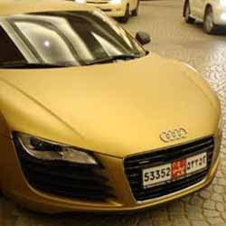 car modifications info: Audi R8 Gold plated
