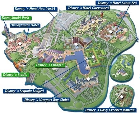 Eurodisney - Disneyland Paris: Plano situacion hoteles Eurodisney