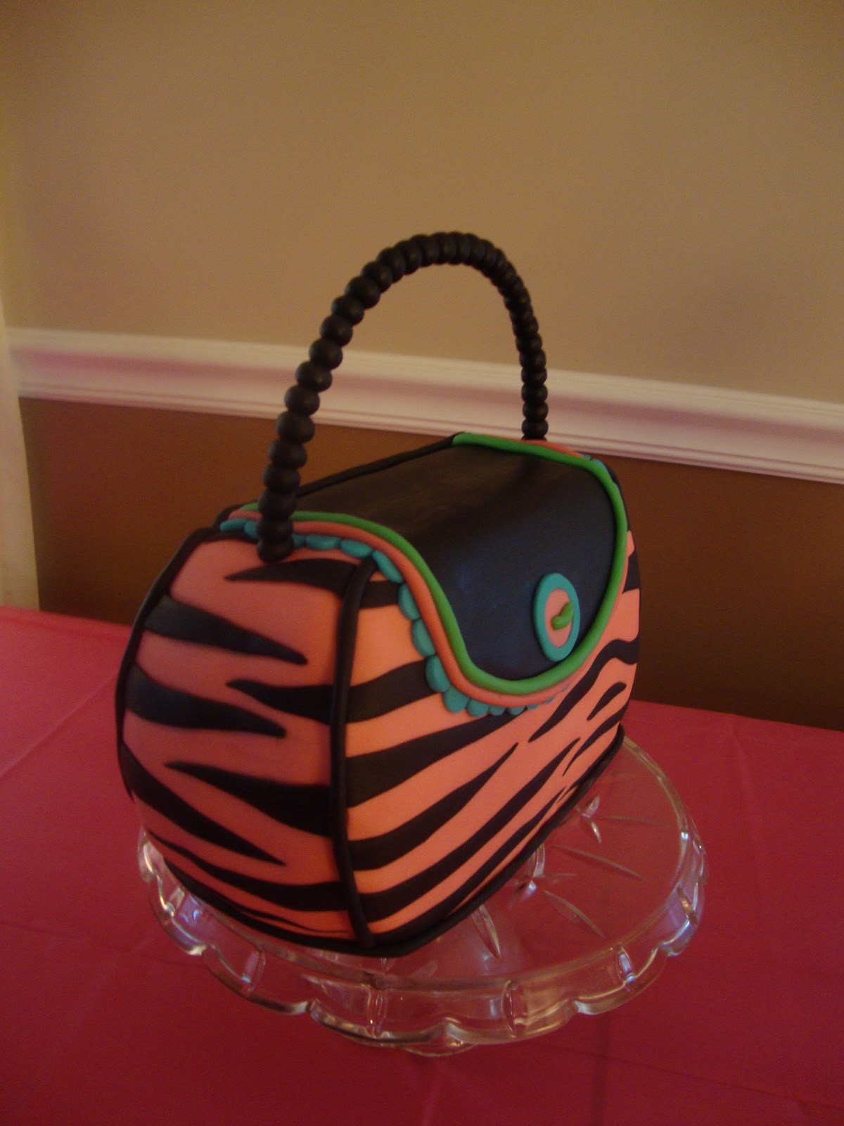Whimsy Girls Cakes: Pink Zebra Purse Cake