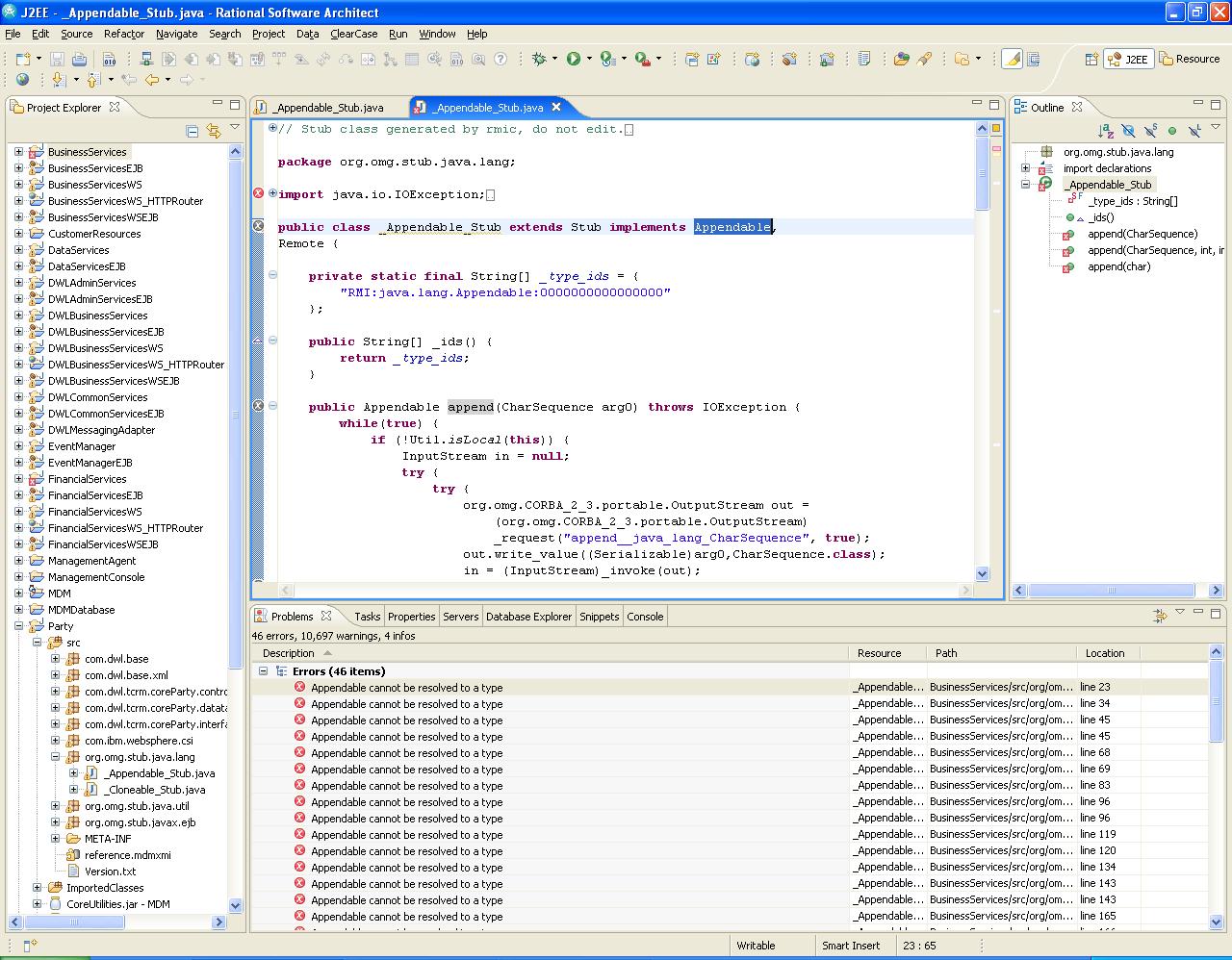 Ibm Mdm Common Errors Appendable Cannot Be Resolved To A Type