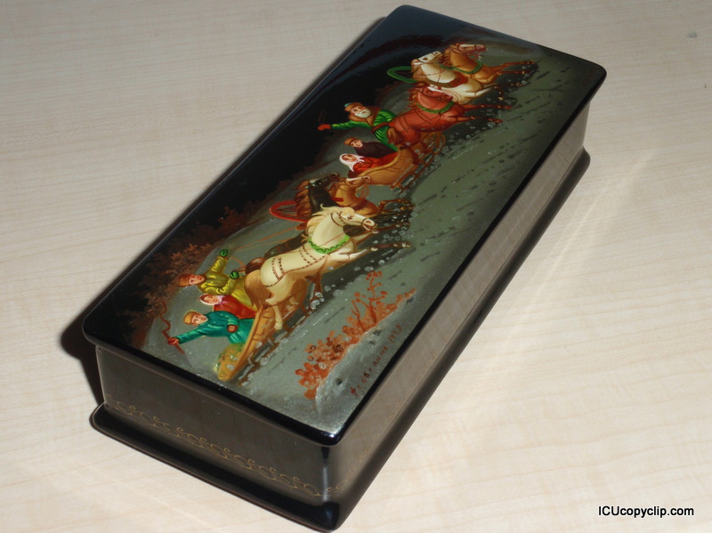 Russian Lacquer Boxes: Signed Fedoskino Footed Russian Lacquer Box USSR ...