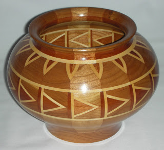 Segmented Wooden Vases & Bowls: Segmented Cherry, Maple and Tigerwood Vase