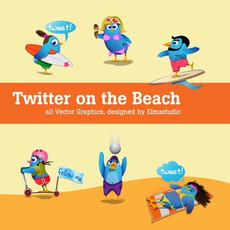 Free Social Icon Sets: Free Twitter Beach Bird Icons