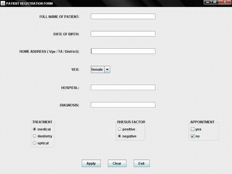 Jazza Aubrey: PATIENT REGISTRATION INTERFACE