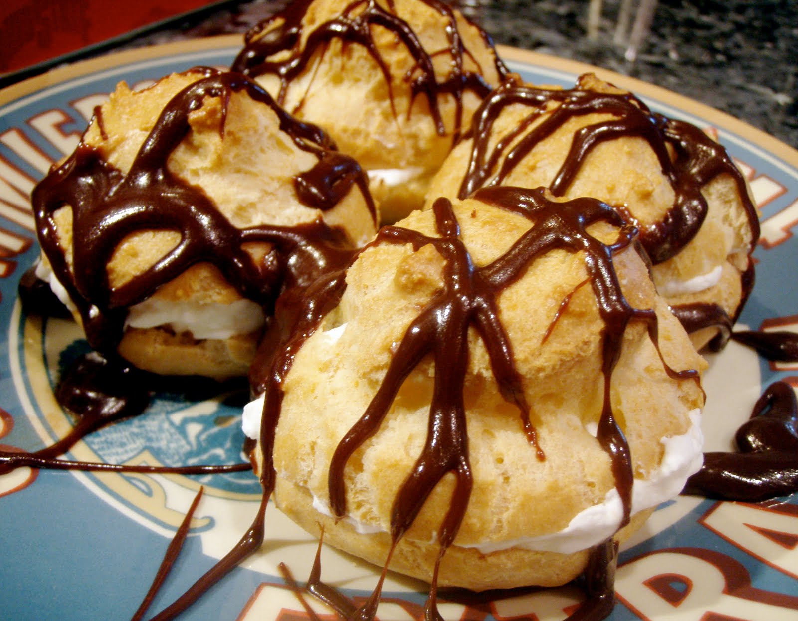 Pineapple Grass: Florentine Chocolate Profiteroles