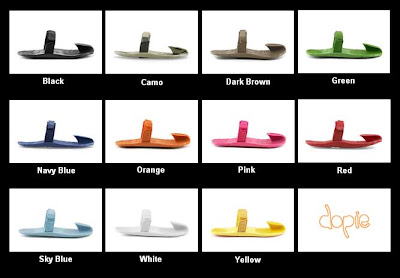 Flip-flop Nation: Dopie colors and size charts