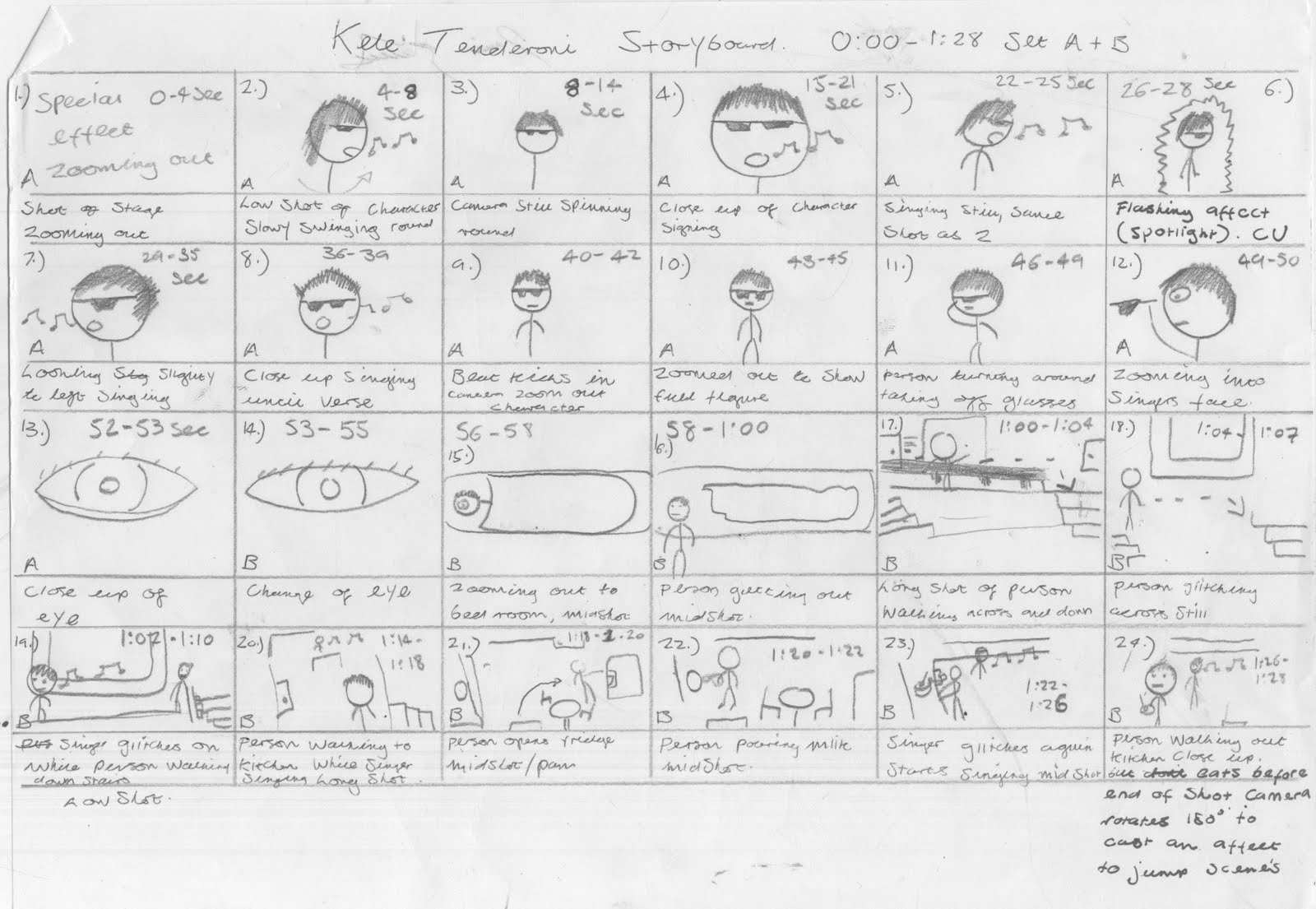 Dans A2 Work - Music Video: storyboard of my music video