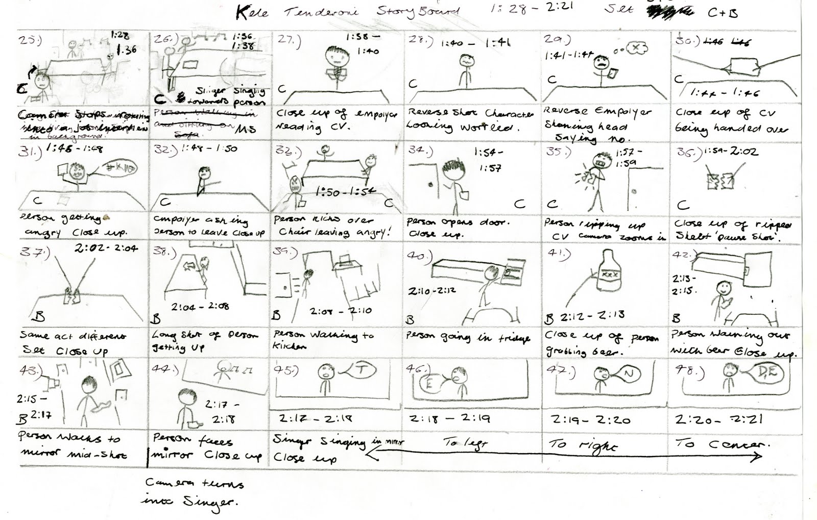 Dans A2 Work - Music Video: storyboard of my music video