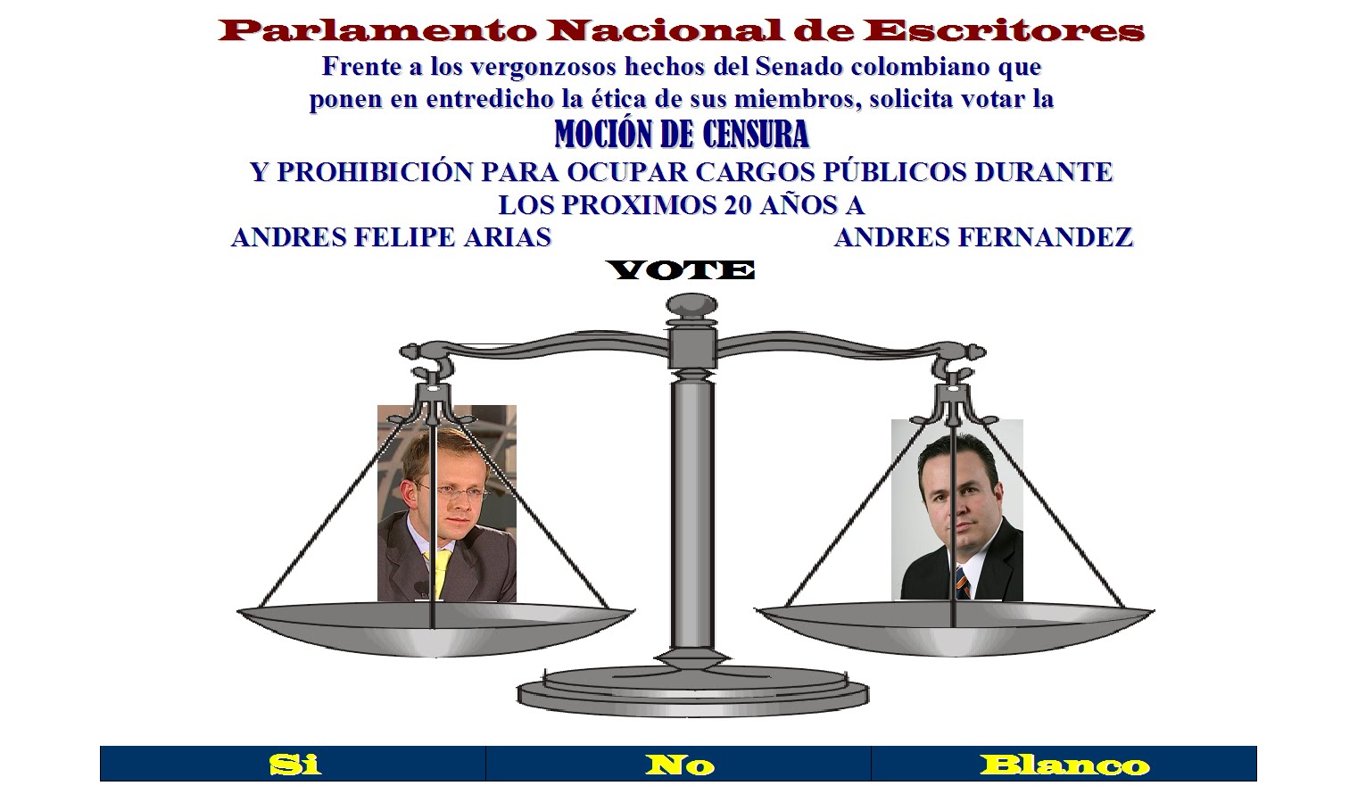 REPUBLICA INDEPENDIENTE DEL CARIBE: MOCION DE CENSURA
