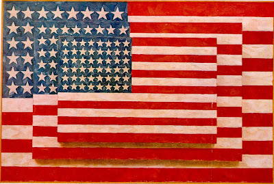 lulz: Jasper Johns 3 Flags with real flags