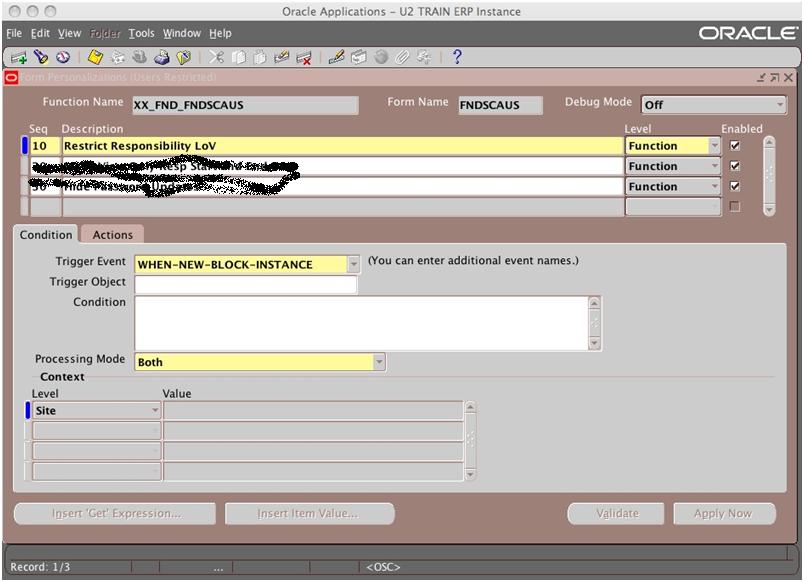 Oracle Database And Oracle Applications Restrict Lov Using Form Persanalization