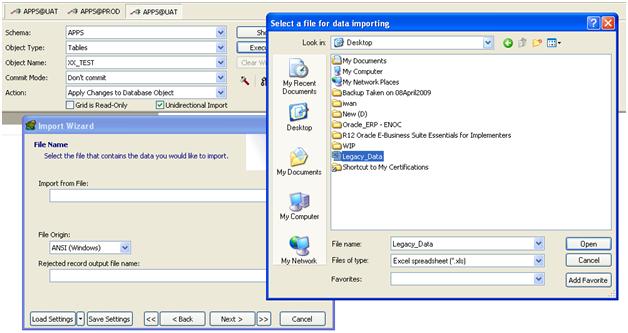 Oracle Database and Oracle Applications: Loading Data from Excel to Oracle Tables using TOAD