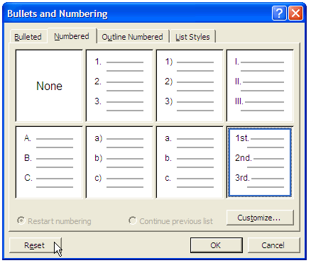 Adding Bullets and Numbering, Numbering Headings