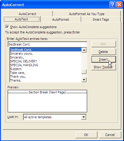 Section Breaks: Create or Insert, Delete, Control, Format, Cut, Copy ...