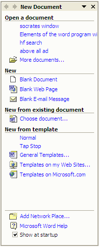 Microsoft Word XP 2002 Window and Its Elements