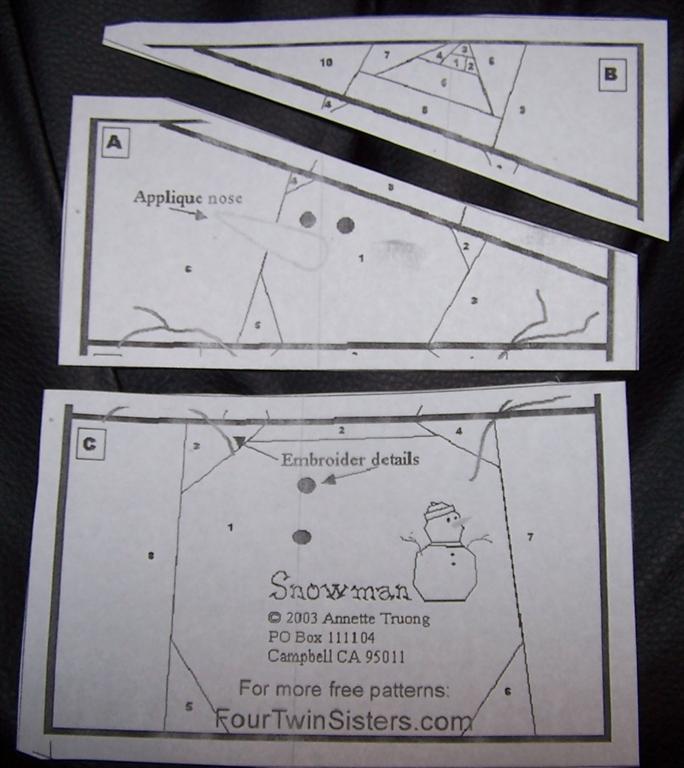 Free Snowman Quilt Paper Pieced Block