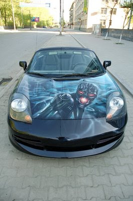 Terminator Airbrush Designs on Sport Car | Car Modification 2011