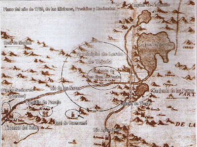 Ciudad Nazas, Dgo.: Mapa de la Comarca Lagunera en el año de 1816 ...
