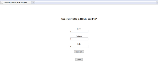 MR FREEMAN Generate Table In HTML And PHP MR FREEMAN Generate Table In HTML And PHP