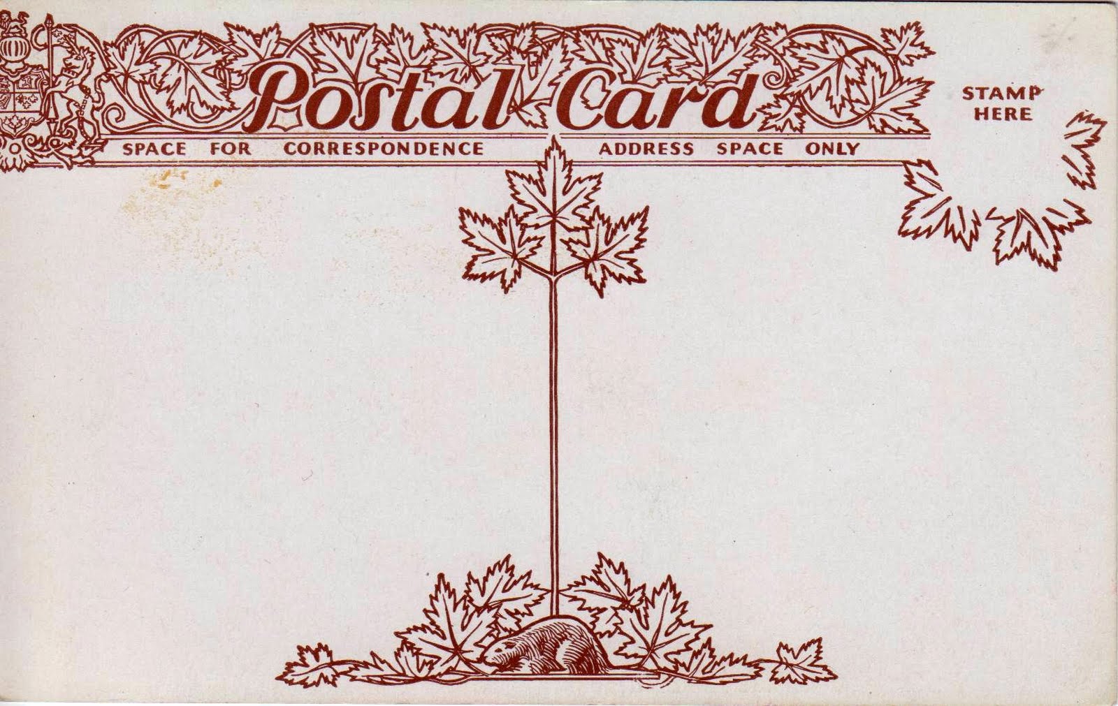 Maximum Embellishment: VINTAGE POST CARD BACK- PURELY CANADIAN!