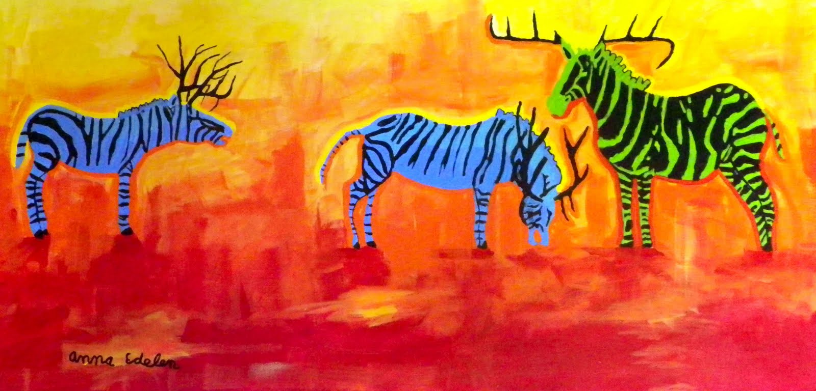 Anna's Art: Colorful Zebras