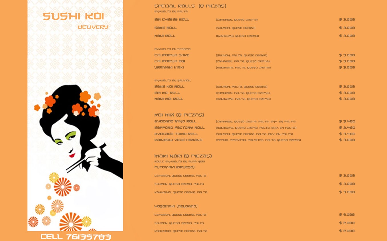 Sushi Koi: Carta Sushi Koi