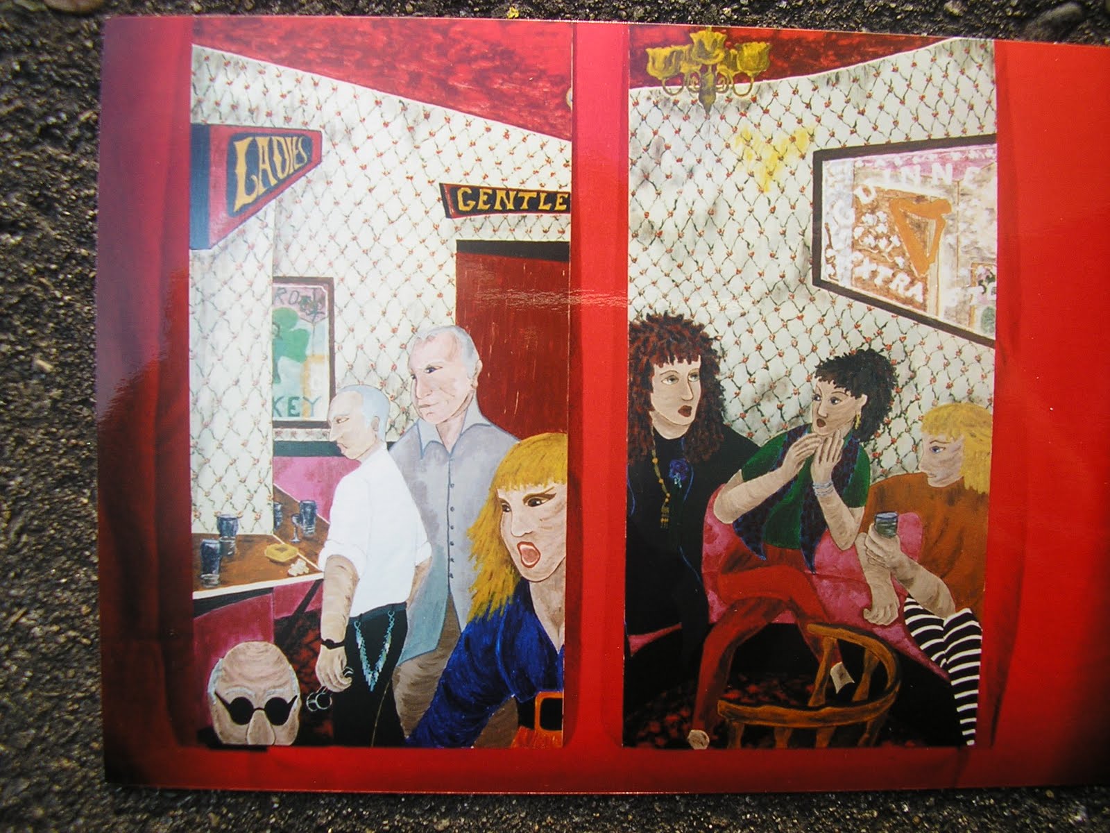 Janet Hyland's Paintings : Scribbles on Wood: People,pubs and pints. 1988