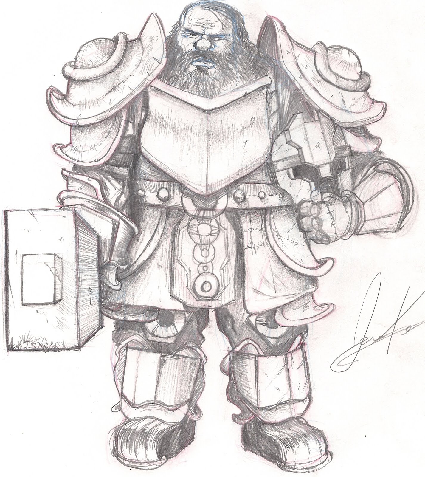The Art of J.M.L Kirkland: Armored dwarf concept