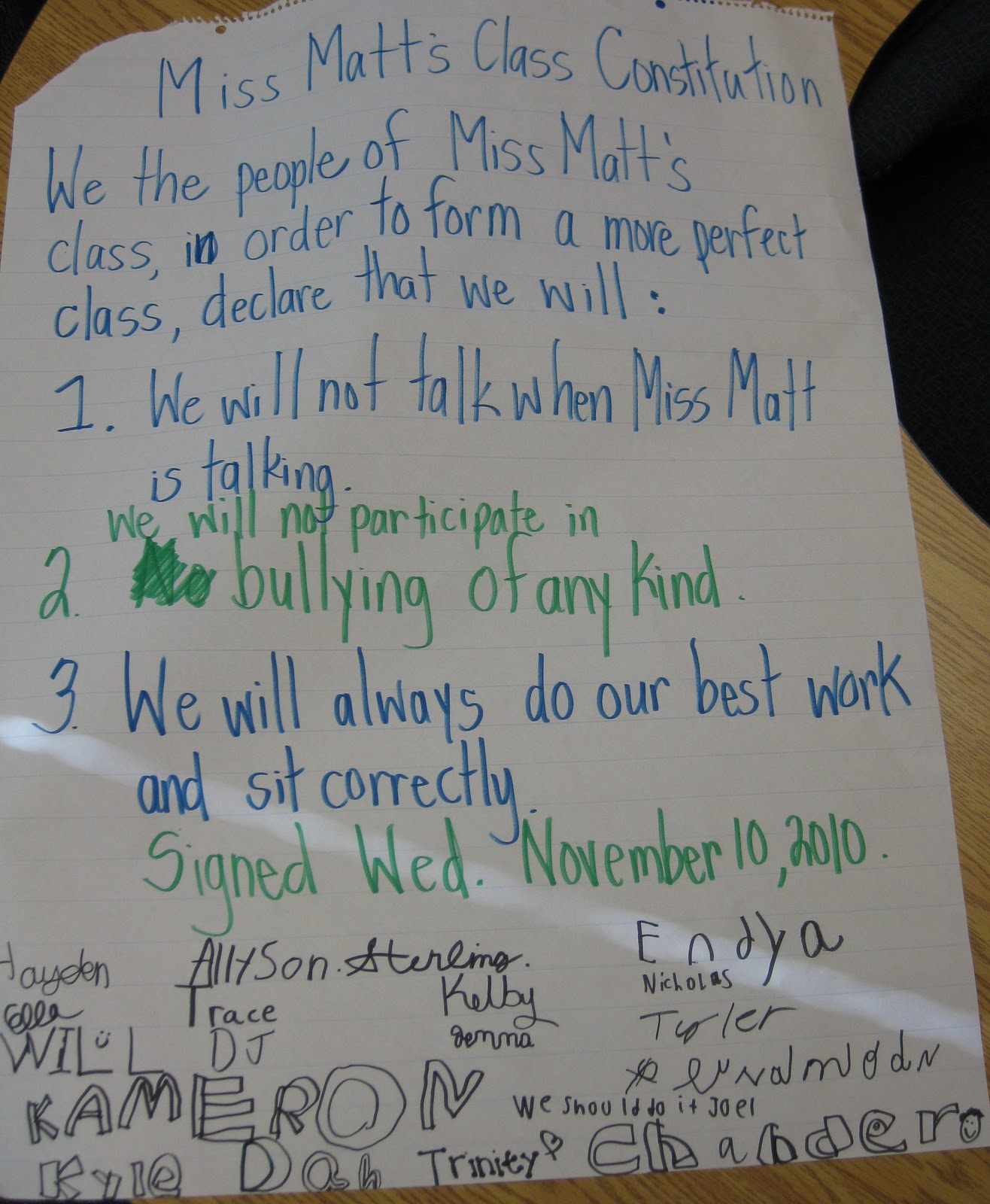 Miss Matt's 2nd Grade Blog: Miss Matt's Class Constitution!!!