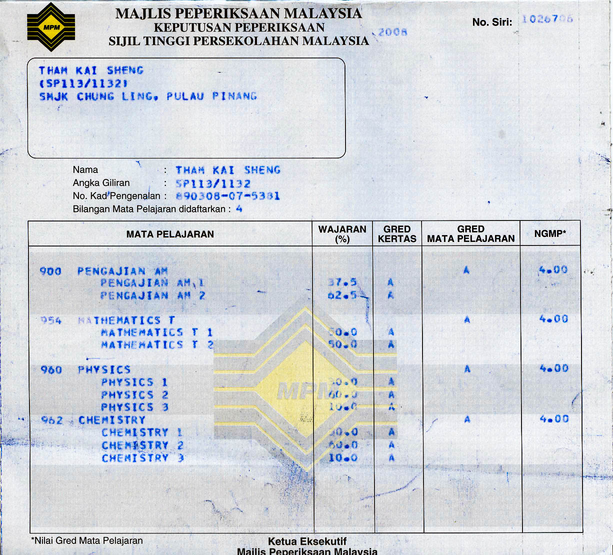 STPM Results Released - Javin Tham
