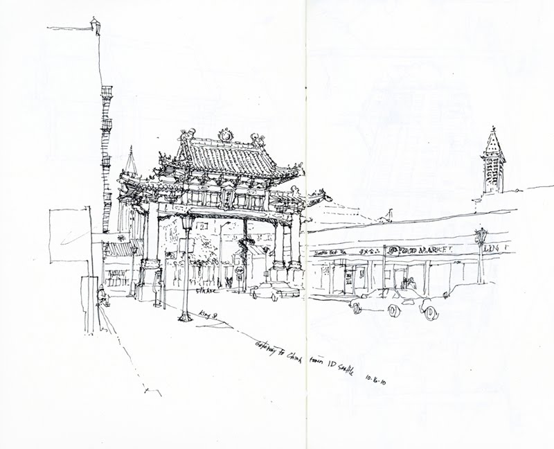 Urban Sketchers Seattle: Chinatown Gate