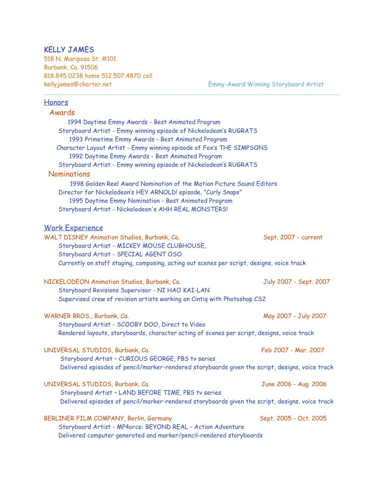 Kelly James. Story Artist