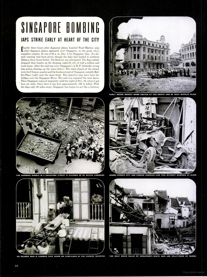 Singapore 1942: Photos from the 1st bombing raid in Singapore