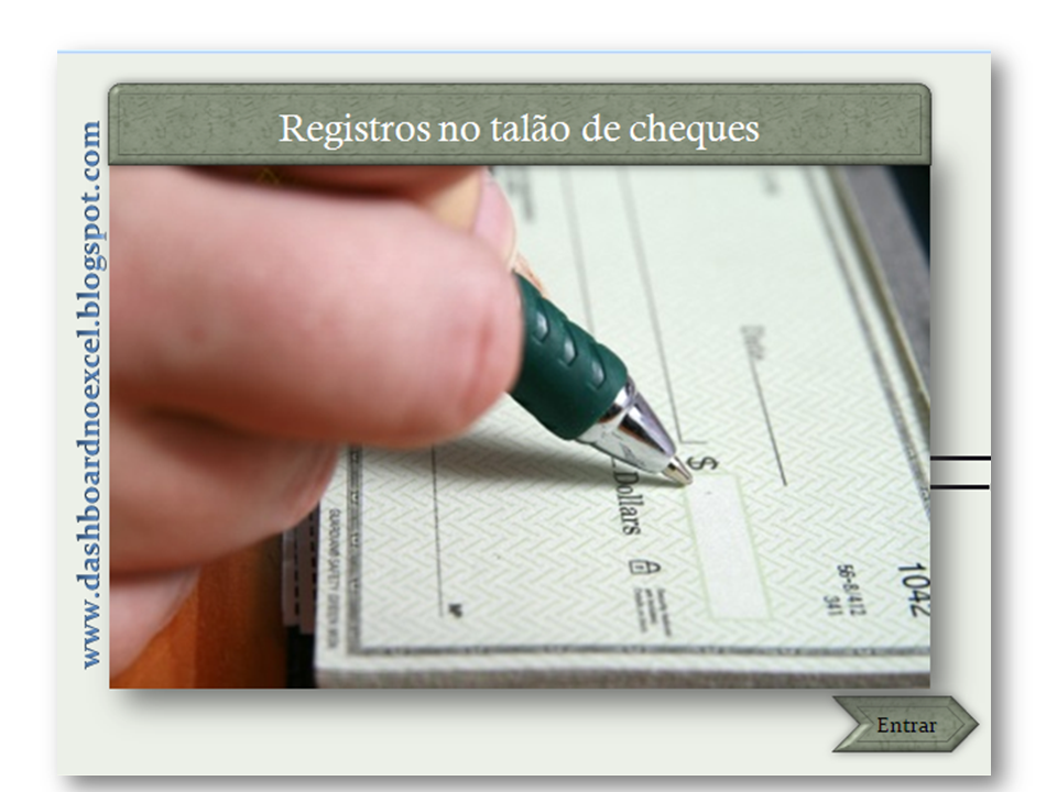 TEMP DASHNOEXCEL: Registros - Talão de cheques