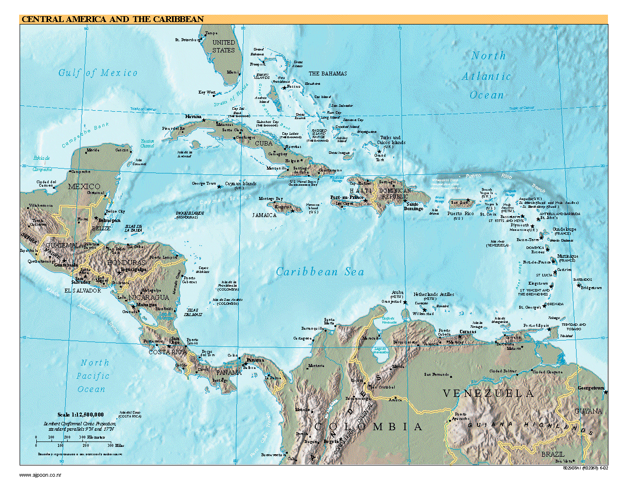 World Map With Central America - United States Map