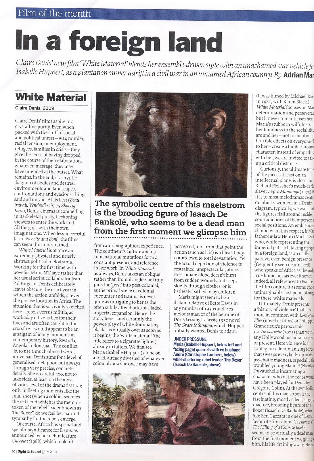 Amber Wheatley: A2 Media: 'White Material' film article analysis