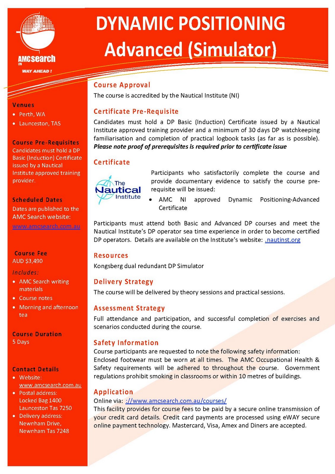 Shipping Syllabus: Australia: DP Operator Training- Advanced Course