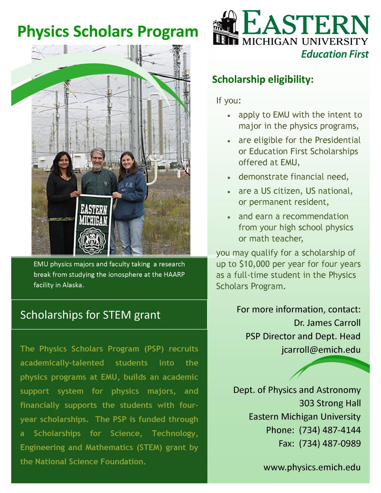 Physics Scholars Program: PSP Flyer