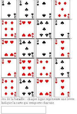 Maternelle: Jeu de la bataille (suite)